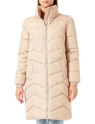 Vero Moda Damen Steppmantel VMLiga lange Jacke mit Kapuze 10289826 Nomad XS