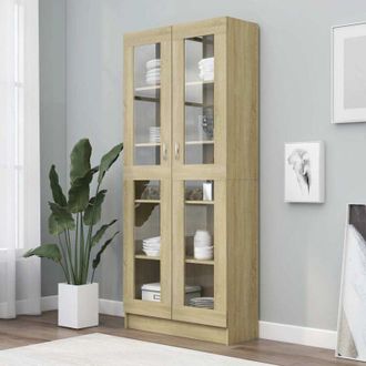 vidaXL Vitrinenschrank Sonoma-Eiche 82,5x30,5x185,5 cm Holzwerkstoff - Vidaxl