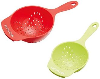 KitchenCraft Healty Eating Plastic Mini Colander Set, enthält ein 1 cm (4) und ein 8 cm (3¼) Sieb - Rot/Grün (2er Pack)