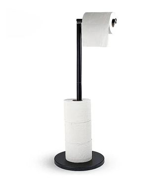 Generic Freistehende Toilettenpapierhalter aus Edelstahl, kompatibel mit Standfl&auml;chen, Badezimmer-Taschentuchst&auml;nder, Papierspender-Aufbewahrung(Black G4326B)
