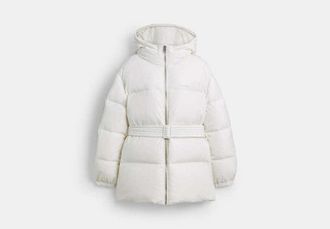 Coach Gesteppte Steppjacke Mit G&uuml;rtel f&uuml;r Frauen in Beige, Gr&ouml;&szlig;e X-Klein |