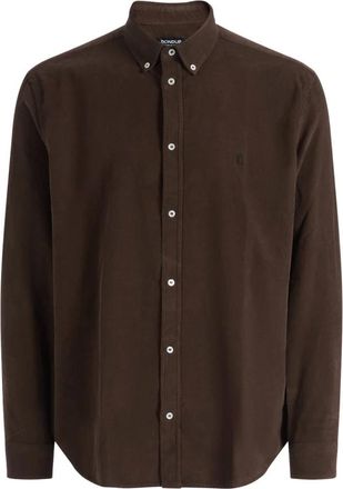 Dondup Chemise Regular Fit en Velours C&ocirc;tel&eacute; L&eacute;ger - Homme - Chemises - Brun - Taille: L