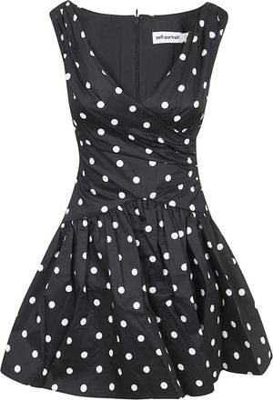Self Portrait Femme, Robes, Noir, Taille: 34 FR Robe Midi en Coton