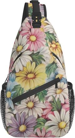 AOOEDM Schwarz Bunte Gänseblümchen Sonnenblume Weiß Kreuz Brusttasche Diagonal Männer Frauen Umhängetasche Lässige Mode Reisetasche Sling Rucksack