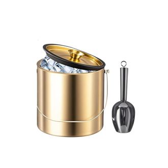 Generic 2/3/4L doppelwandiger isolierter Eisk&uuml;bel mit Deckel und Schaufelbeh&auml;lter for Cocktail-Champagner-Barzubeh&ouml;r(2L Gold)
