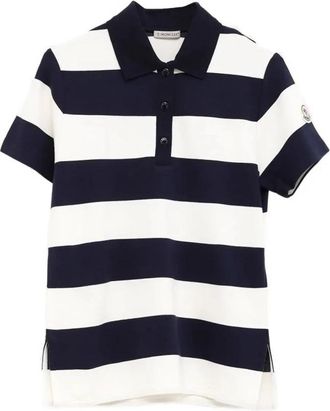 Moncler Gestreiftes Kurzarm-Polohemd - - Tops - Herren - Wei&szlig; - L