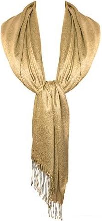 TOSKATOK Dames élégantes Paillettes étincelle soirée châle Pashmina Wrap étole avec Finition Gland-Taille Unique- Or