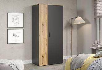 Trendteam Armoire en Bois Gris 90 x 195 x 55 cm