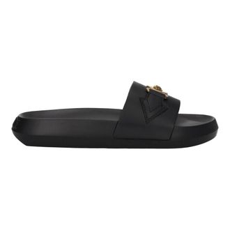 Versace Schwarze Lederschlappen Sandalen - - Shoes - Herren - Schwarzk - 39 EU