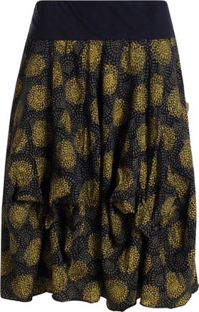 vishes knielanger Ballon-Rock mit Bl&uuml;tenmuster in Schwarz-gelb | Gr&ouml;&szlig;e XL (42) | Handgefertigt aus 100% Baumwolle | Ideal f&uuml;r jeden Anlass | Nachhaltige Alte