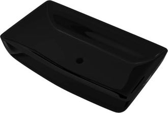 vidaXL Vasque Rectangulaire Céramique Noir pour Salle de Bain Lavobo Lave-main