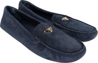Prada Loafer - Prada Bleu Suede Triangle Mokassins (38) - Gr. ONE_SIZE - in Blau - f&uuml;r Damen