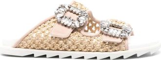 Roger Vivier Femme, Chaussures, Beige, Taille: 41 EU Slidy Viv Strass Mules