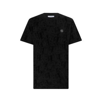 Philipp Plein Round Neck T-shirt All-over Dollar