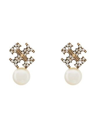 Tory Burch Tory Burch Ohrringe LOGO AND PEARL STUD EARRINGS 184422 Goldfarben