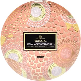Voluspa Kalahari Wassermelonen-Kerze | 3 Dochte | 340 ml | exotisch, geblümt | Wassermelone-Limette-Basilikum Duft