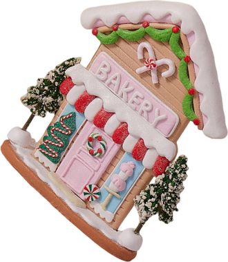 Amosfun Weihnachts-schlauchhaus Als Lebkuchenhaus-Ornament Handgefertigte Skulpturstatue Weihnachts-Haustier-Dekoration Aus Polymerton Für Regal Oder Tisch Fe