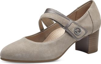Tamaris Comfort Damen Pumps mit Riemen Mary Jane aus Leder, Grau (Stone), 38 EU