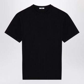 Tekla Schwarzes T-Shirt aus Baumwolle mit Rundhalsausschnitt