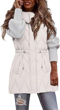 Generic 2026 Gilet matelass&eacute; long pour femme - Grandes tailles - Gilet en duvet pour femme - L&eacute;ger - Veste dhiver automne hiver sans manches