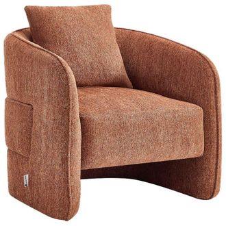 Vente-Unique Fauteuil en tissu chin&eacute; terracotta LANITO