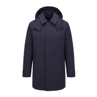 Suns Veste longue &agrave; capuche - Homme - Manteaux - Bleu - Taille: S