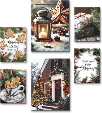 Artland Wanddeko Leinwand Bilder Set 6tlg. 4x30x40 / 2x45x60 aesthetic Winter Deko Weihnachten Advent christmas decor U5KB
