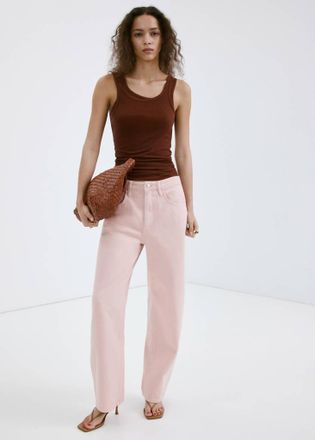 Mango Jean barrel taille haute rose - Femme - 36 - MANGO