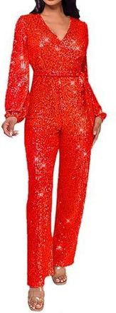 Generic Combinaison &agrave; paillettes pour femme - Combinaison d&eacute;t&eacute; pour femme - Manches longues - Petite combinaison pour femme - Taille 42 - Combinaison de sorti