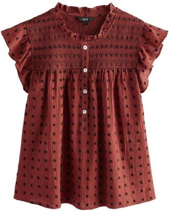 Next Blusentop Bluse mit Rüschen und Lochstickerei (1-tlg)