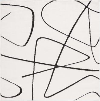 Safavieh Geometrisch Teppich für Wohnzimmer, Esszimmer, Schlafzimmer - Melody Collection, Kurzer Flor, Elfenbein und Schwarz, 88 X 144 cm