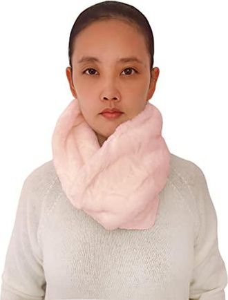 Lina & Lily Écharpe Tube Snood Femme Hiver en Fausse Fourrure (Rose Clair)