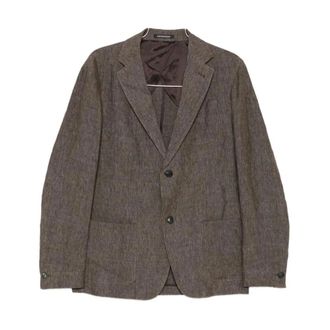 Emporio Armani Homme, Vestes, Brun, Taille: 2XL Veste Blazer en Lin M&eacute;lang&eacute;