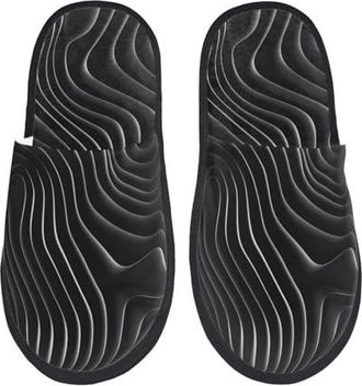 Generic Vagues Abstraites En Noir Et Blanc Homme Femme Pantoufles Chaud Chaussons Doux Slippers Pour Maison Hiver Int&eacute;rieur L