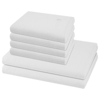 ROSS 6 teiliges Frottier-Set - Pique (4 X Handtuch 2 X Duschtuch im Set) - 520 g/m2 - Baumwolle - Pique - saugstark - weich und flauschig - Ecru