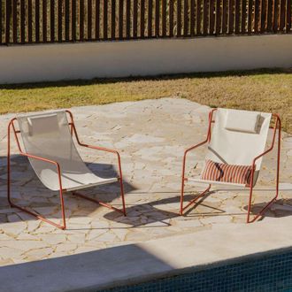 Sklum Pack de 2 hamacs avec accoudoirs en acier avec coussin Lorvian SKLUM Terracota