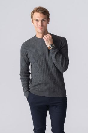 Perform Collection Pullover mit Zopfmuster - Charcoal Melange