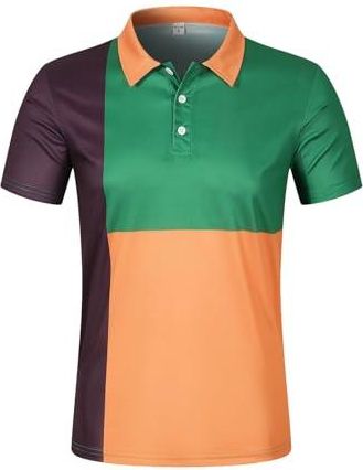 Generic Polo pour homme - Manches courtes - Tendance - Couleur contrast&eacute;e, vert, XXL