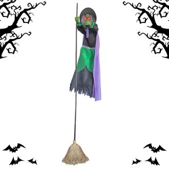 Generico Fliegender Besen, Halloween-Dekoration, 3 m, fliegende Besen, realistisches Partyzubeh&ouml;r f&uuml;r Garten, Innen- und Au&szlig;enbereich, Eingang