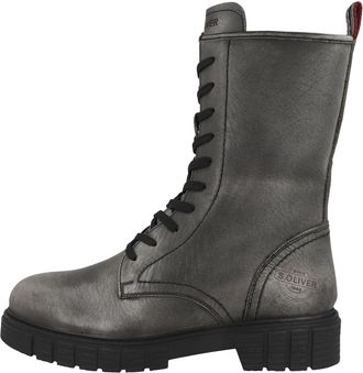 s.Oliver Damen Winterstiefeletten zum Schnüren aus Leder Gefüttert, Grau (Graphite), 37 EU
