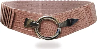 Glamexx24 Elastischer Damen Tailleng&uuml;rtel g&uuml;rtel 6cm breiter H&uuml;ftg&uuml;rtel mit silberner Ring (Nude Flocken, Taillenweite 75cm-110cm)