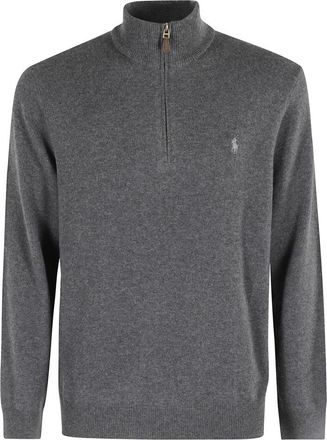 Polo Ralph Lauren Homme, Pulls, Gris, Taille: S Pull à Col Haut et Fermeture Éclair Marine