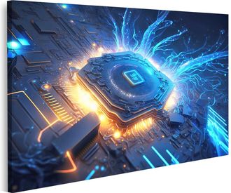 Islandburner Bild auf Leinwand Prozessor Platine CPU Chip Magisches Licht im Inneren des Computers A Bilder Wandbilder Poster JAYB-1P