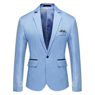 Generic Veste de costume &agrave; un bouton pour homme - Blazer d&eacute;contract&eacute; et formel pour homme - Blazer pour mariage, bal de fin dann&eacute;e, f&ecirc;te, Bleu 1, 3XL