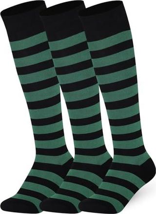 MySocks Chaussettes unisexe à rayures au genou Vert et noir