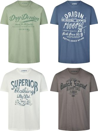 Riverso Tshirt Herren Baumwolle Regular Fit RIVLeon 4er Set Pack Rundhals Kurzarm Sommer Tee Shirt Print, Gr&ouml;&szlig;e:4XL, Farbe:Farbmix 2