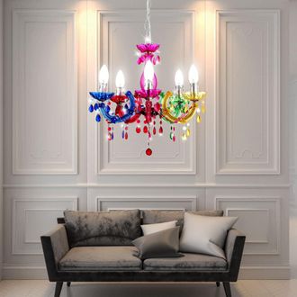 Globo Lighting Kronleuchter Decken Lampe L&uuml;ster Leuchte 5-Flammig Beleuchtung Bunt