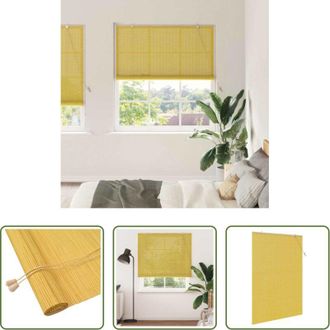vidaXL Bambusvorhang - Rollo mit Vorh&auml;ngen Gelb 140 x 220 cm Bambus