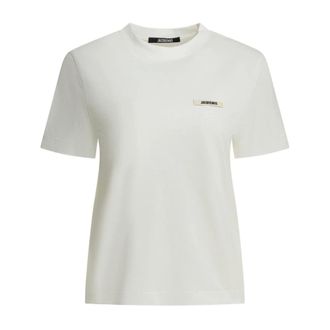 Jacquemus Femme, Tops, Blanc, Taille: 40 FR T-Shirt Logo en Jersey de Coton
