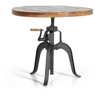 D&eacute;coration d'Autrefois Decoration D Autrefois - Table &agrave; manger en bois dacacia naturel et pieds en m&eacute;tal noir